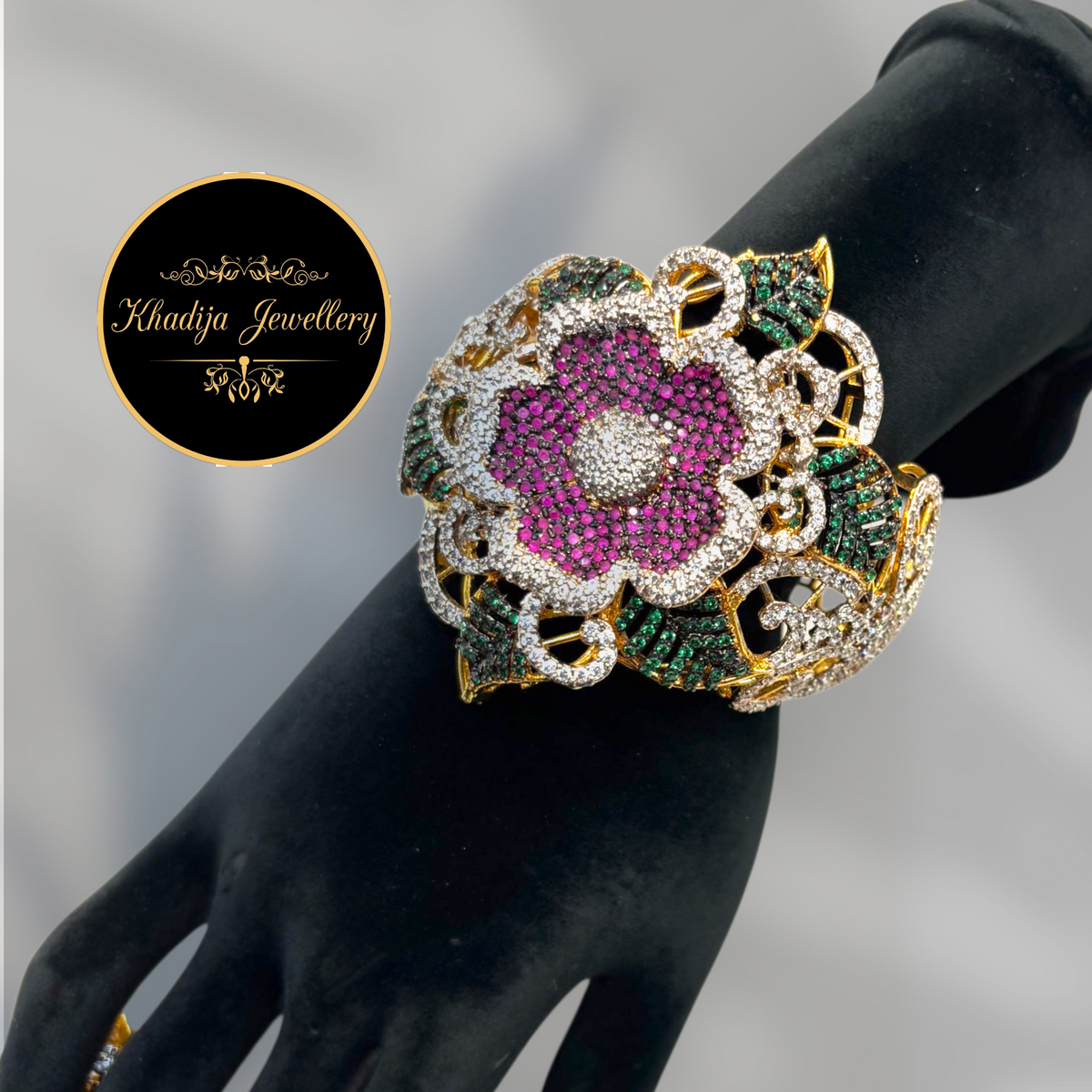 💫Luxury Floral Statement Openable Bracelet 💫 (AZ059) – Khadija Jewellery